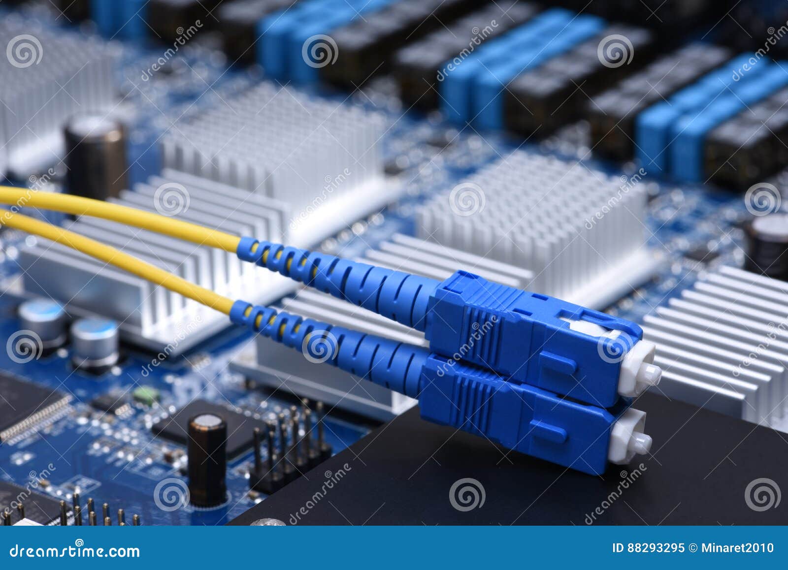 Computer Network, Fiber Cable Patch Cord on Electronic Board Stock ...