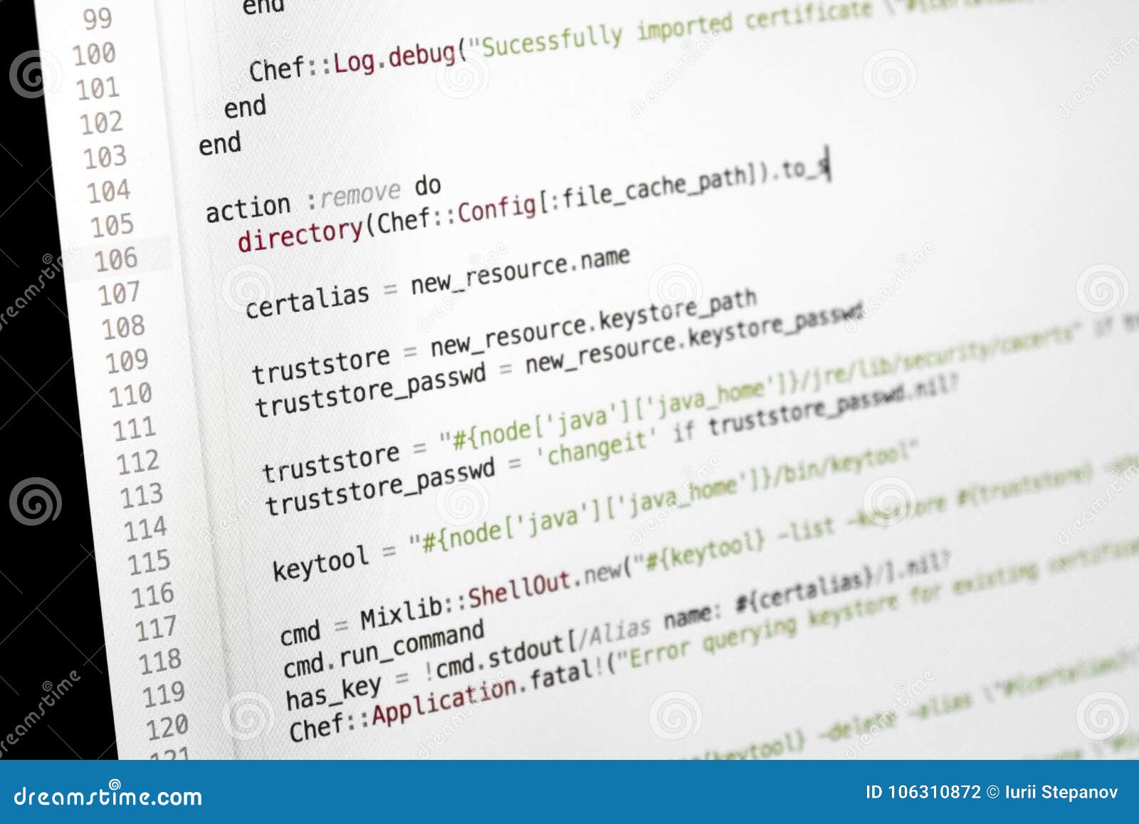 Information Technology Concept Coding Script Text On Screen Stock