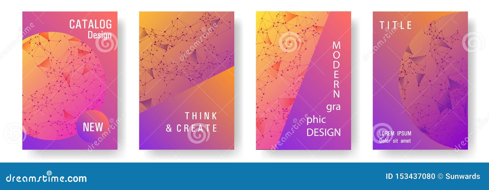 Geometric Cover Page Layout. Global Network Connection Digital Grid ...