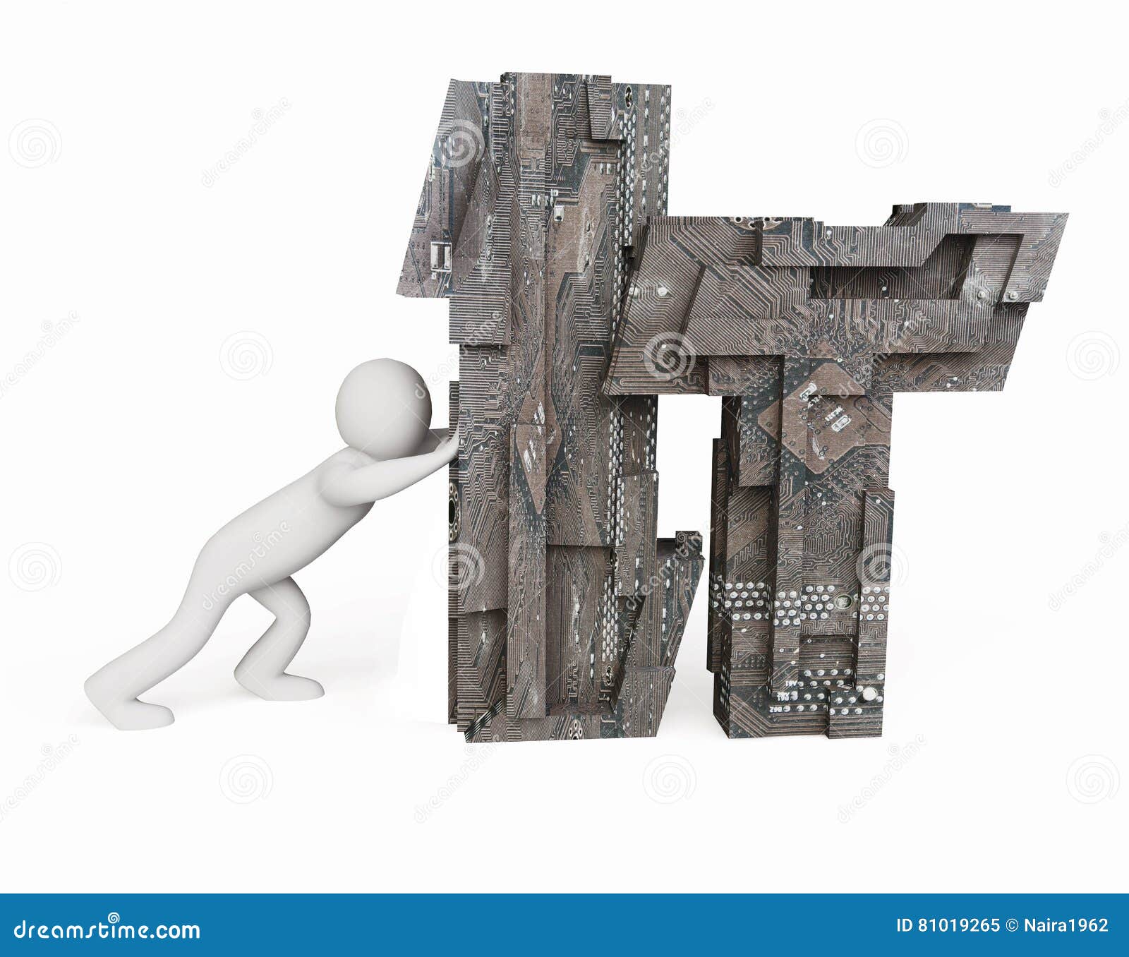 Information Technology, it Concept with a Man Pushing Symbols Stock ...