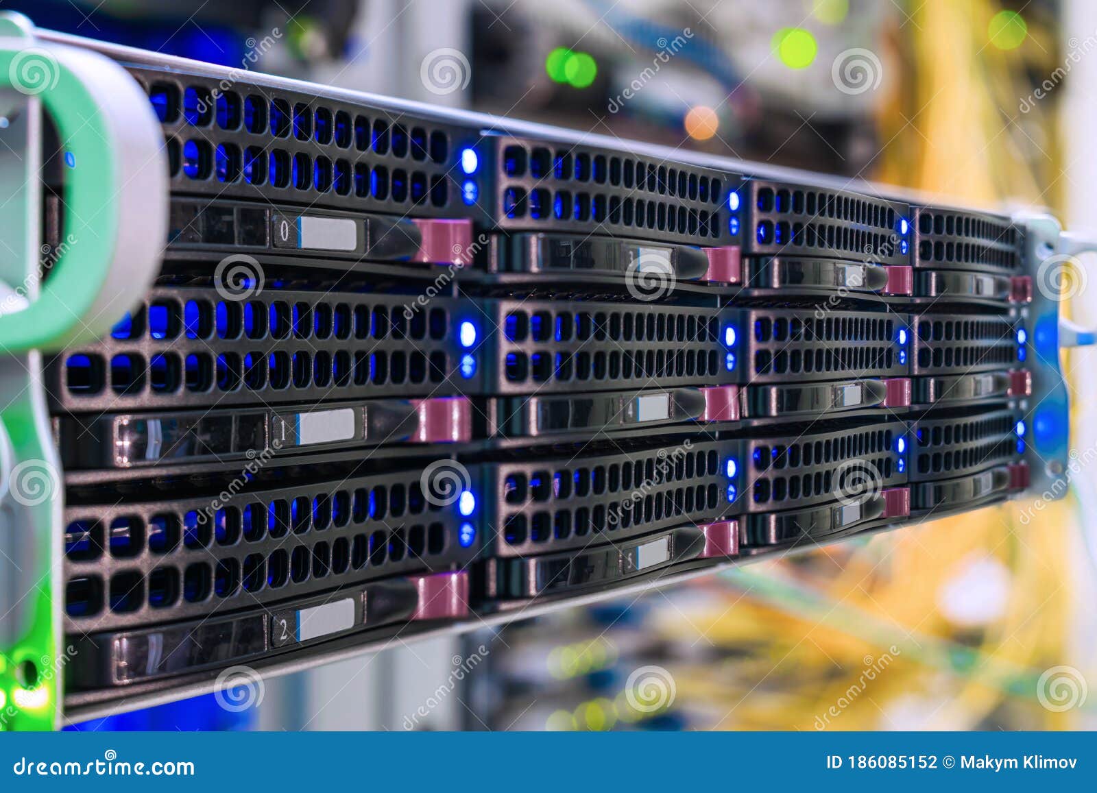 Information Technology Concept. a Modern Computer Server with Many Hard ...