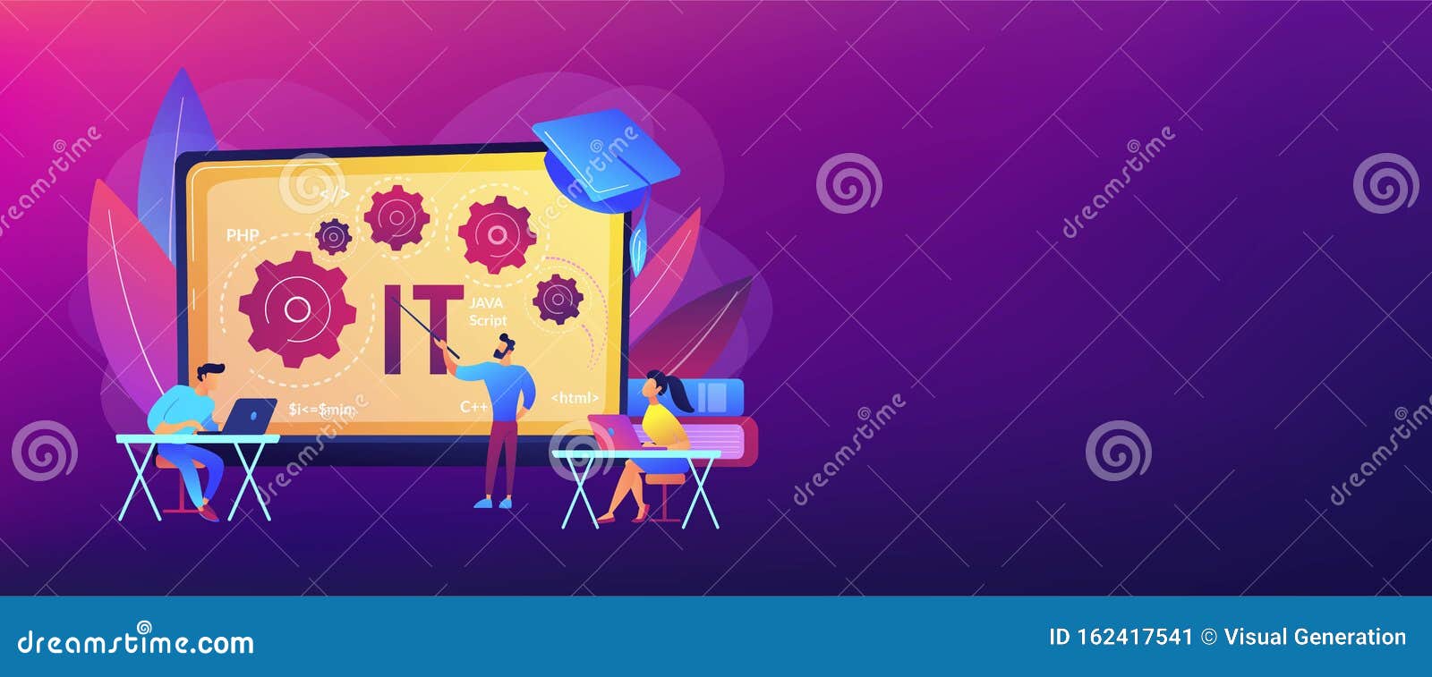 Information Technology Courses Concept Banner Header Stock Vector ...