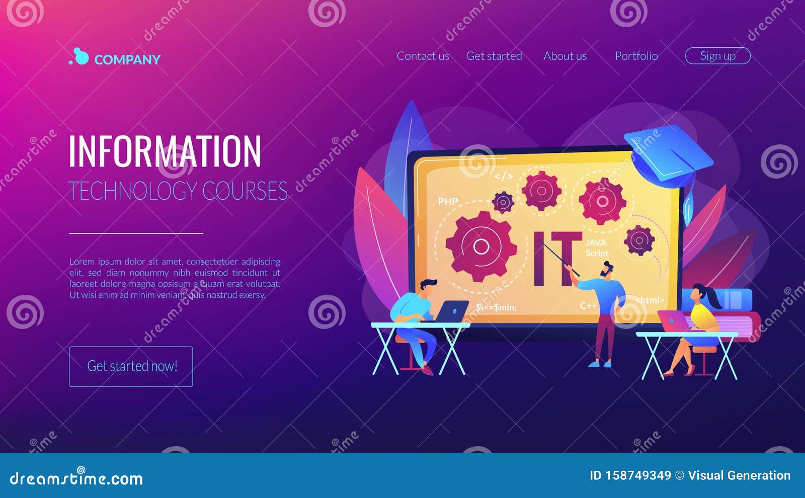 Information Technology Courses Concept Landing Page Stock Vector ...