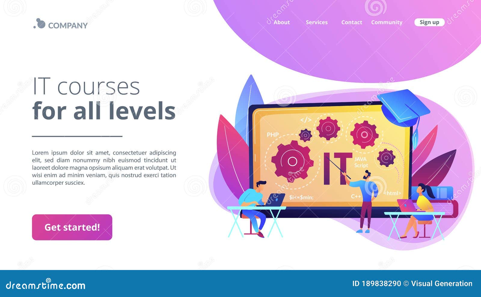 Information Technology Courses Concept Landing Page Stock Vector - Illustration of tech, study ...