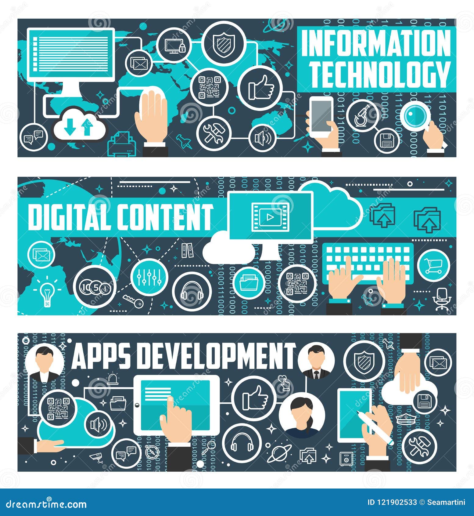 Information Technology Data Vector Banners Stock Vector - Illustration ...