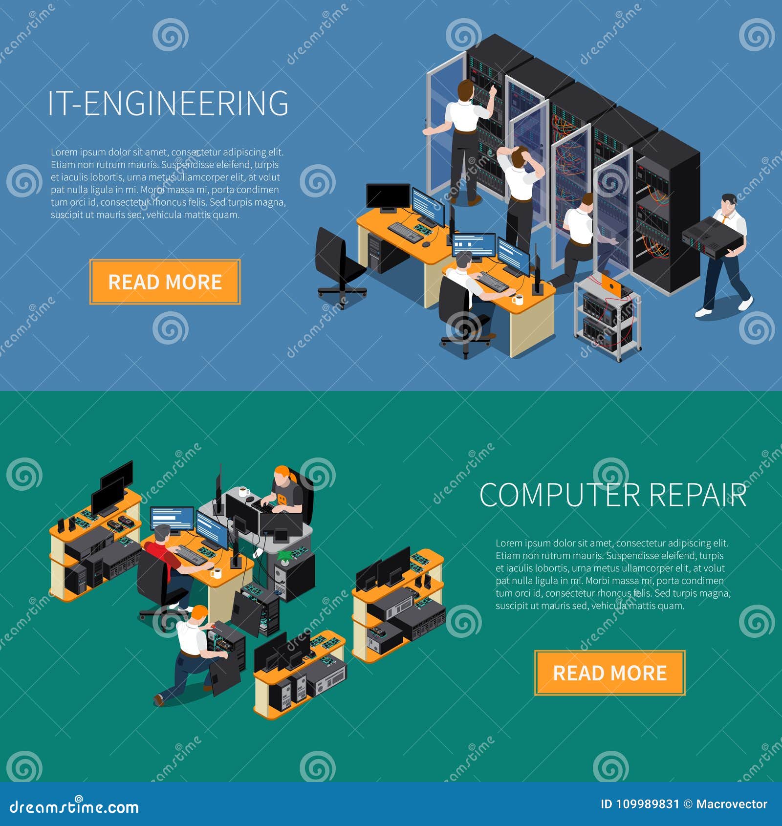 It Engineering Banners Set stock vector. Illustration of data - 109989831