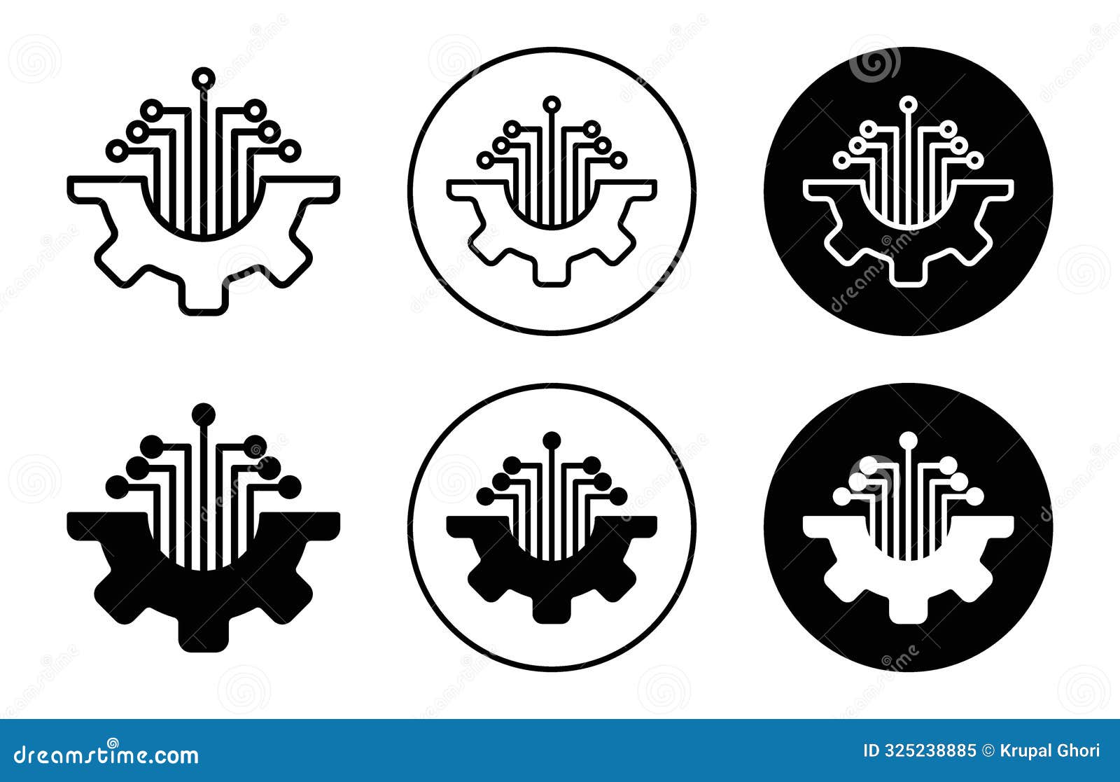 Information Technology Gear Icon Outline Flat Icon Stock Illustration ...