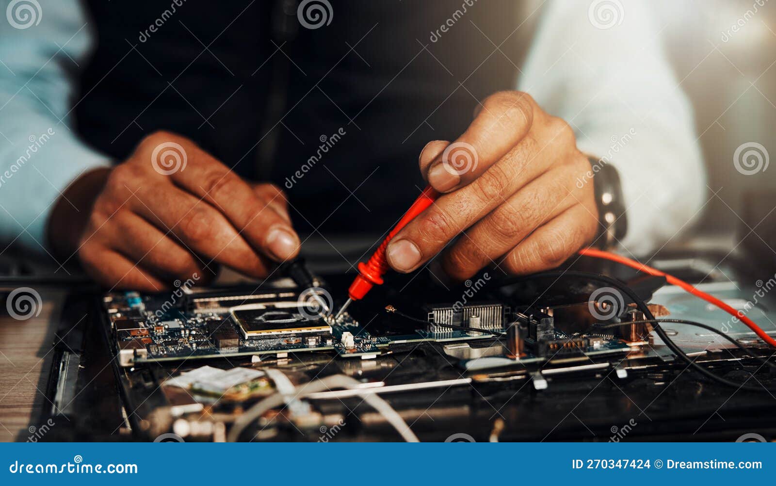 Information Technology Hands, Circuit Board Soldering or Man Repair ...