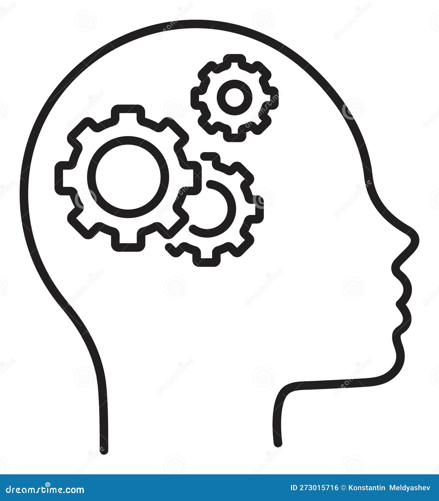 Information Technology Head, Silhouette, Gear Vector Icon Illustration ...