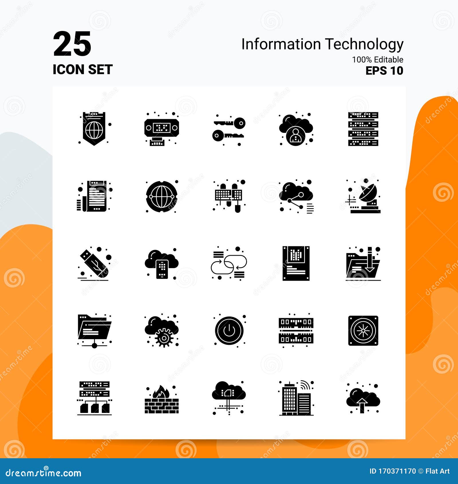 25 Information Technology Icon Set. 100 Editable EPS 10 Files Stock ...