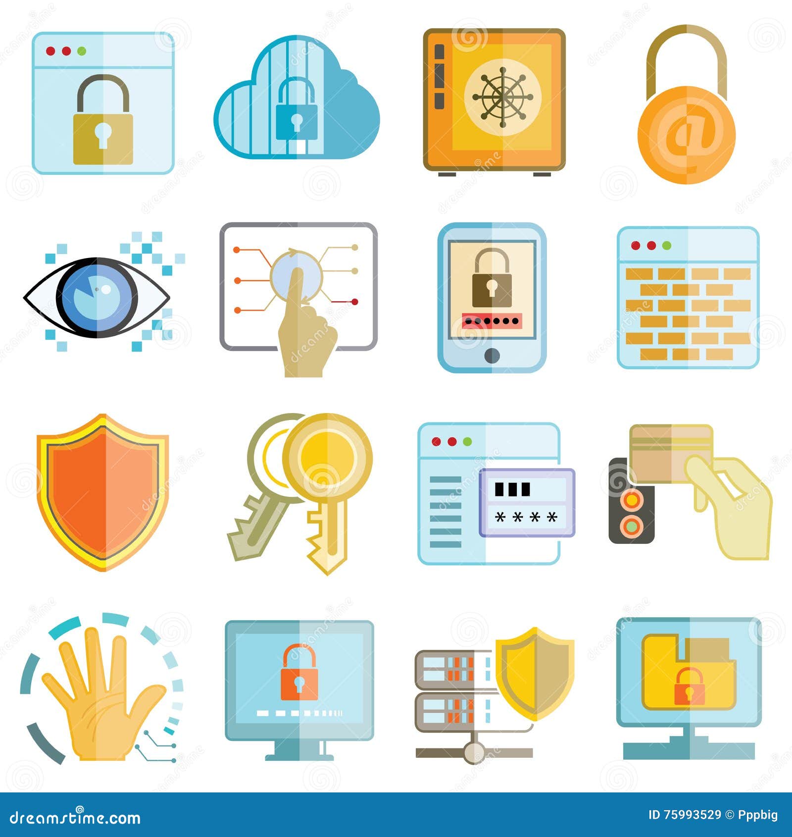 Information Technology Icons, Security System Icons Stock Illustration ...