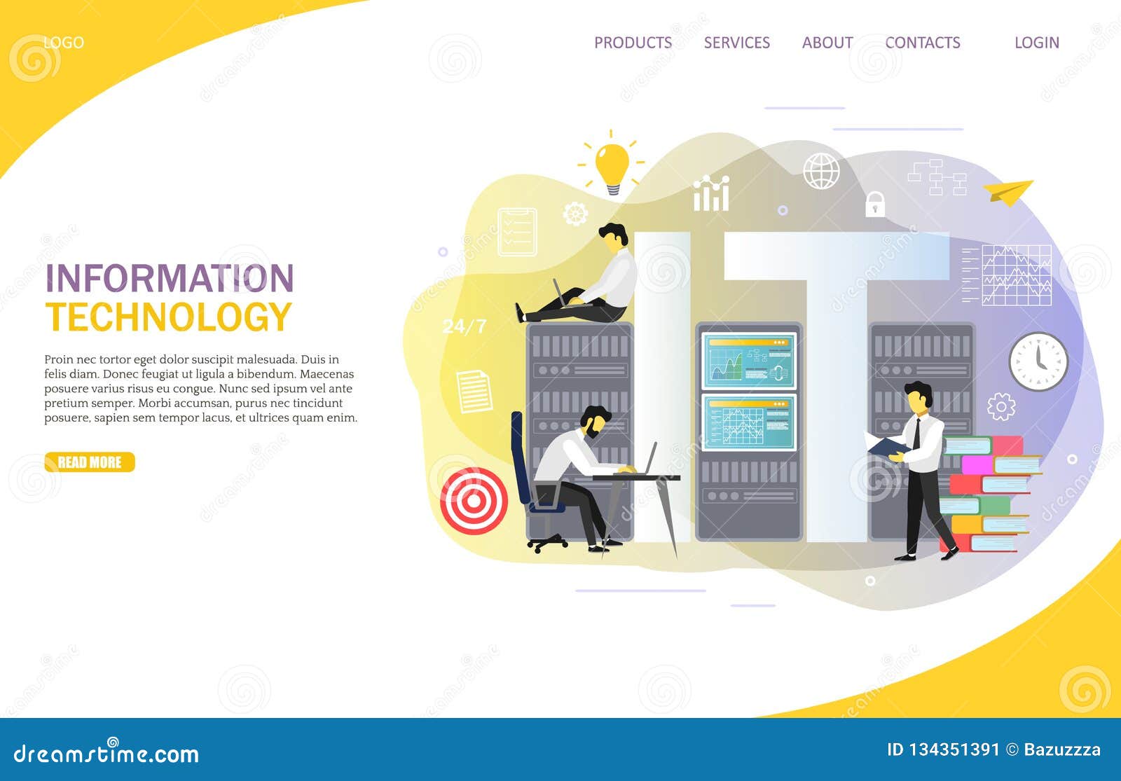 Information Technology Landing Page Website Vector Template Stock ...