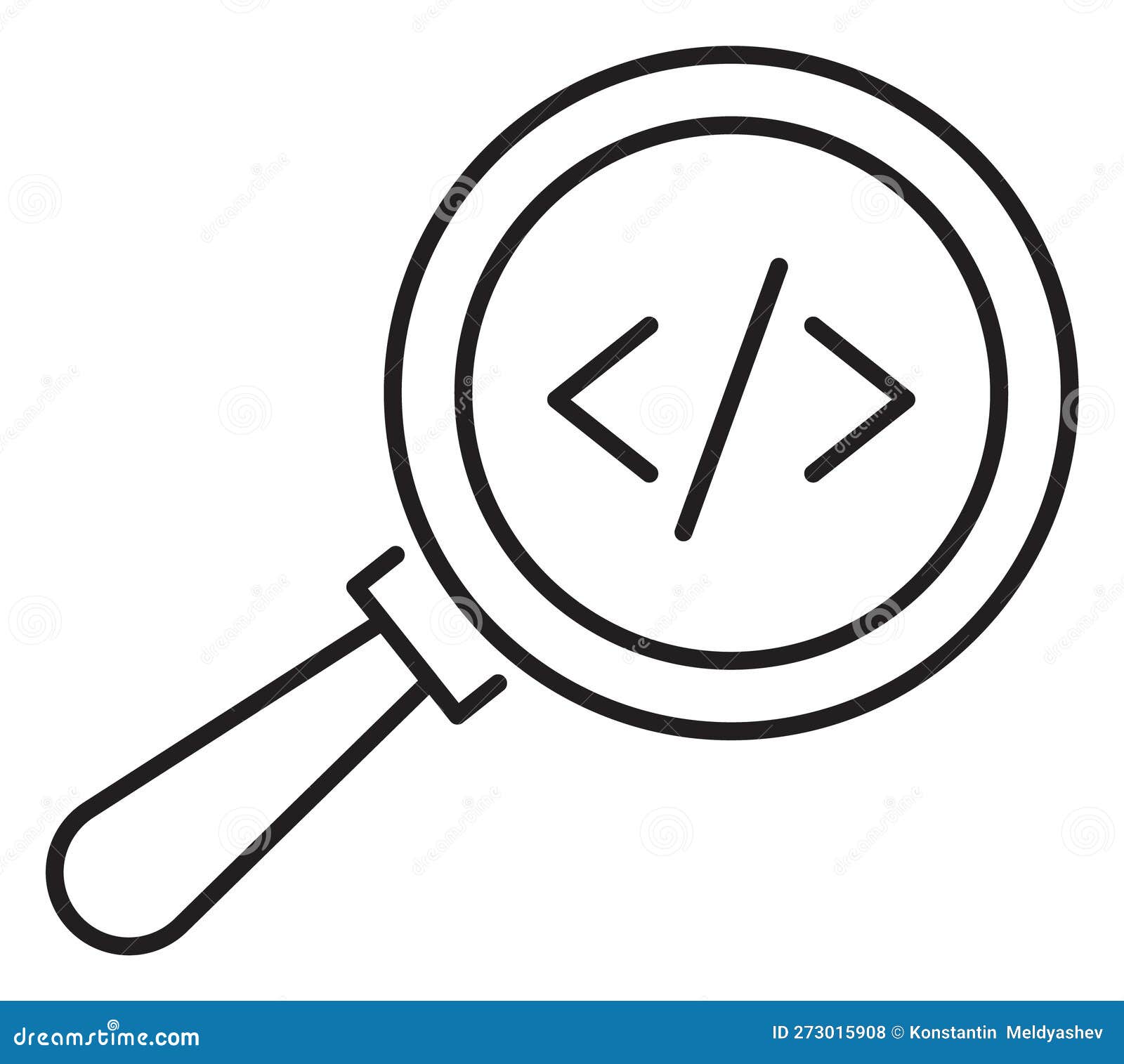 Information Technology Magnifying Glass, Code Vector Icon Illustration ...