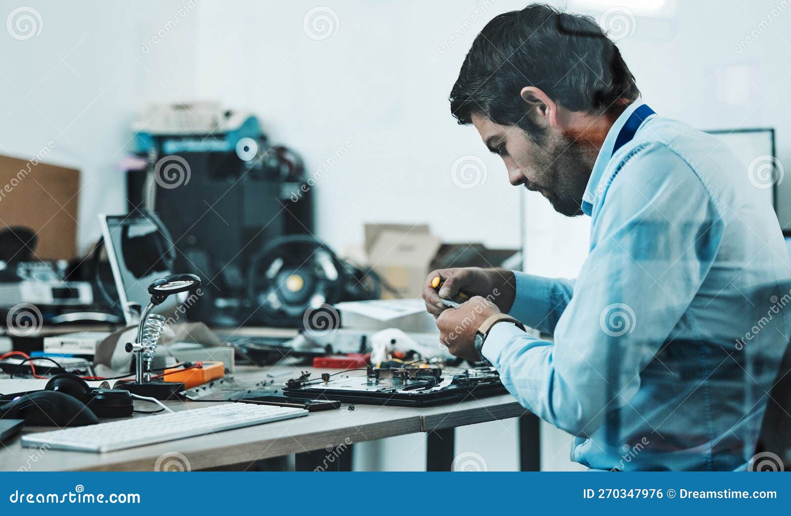 Information Technology, Motherboard Hardware Circuit and Man Repair ...
