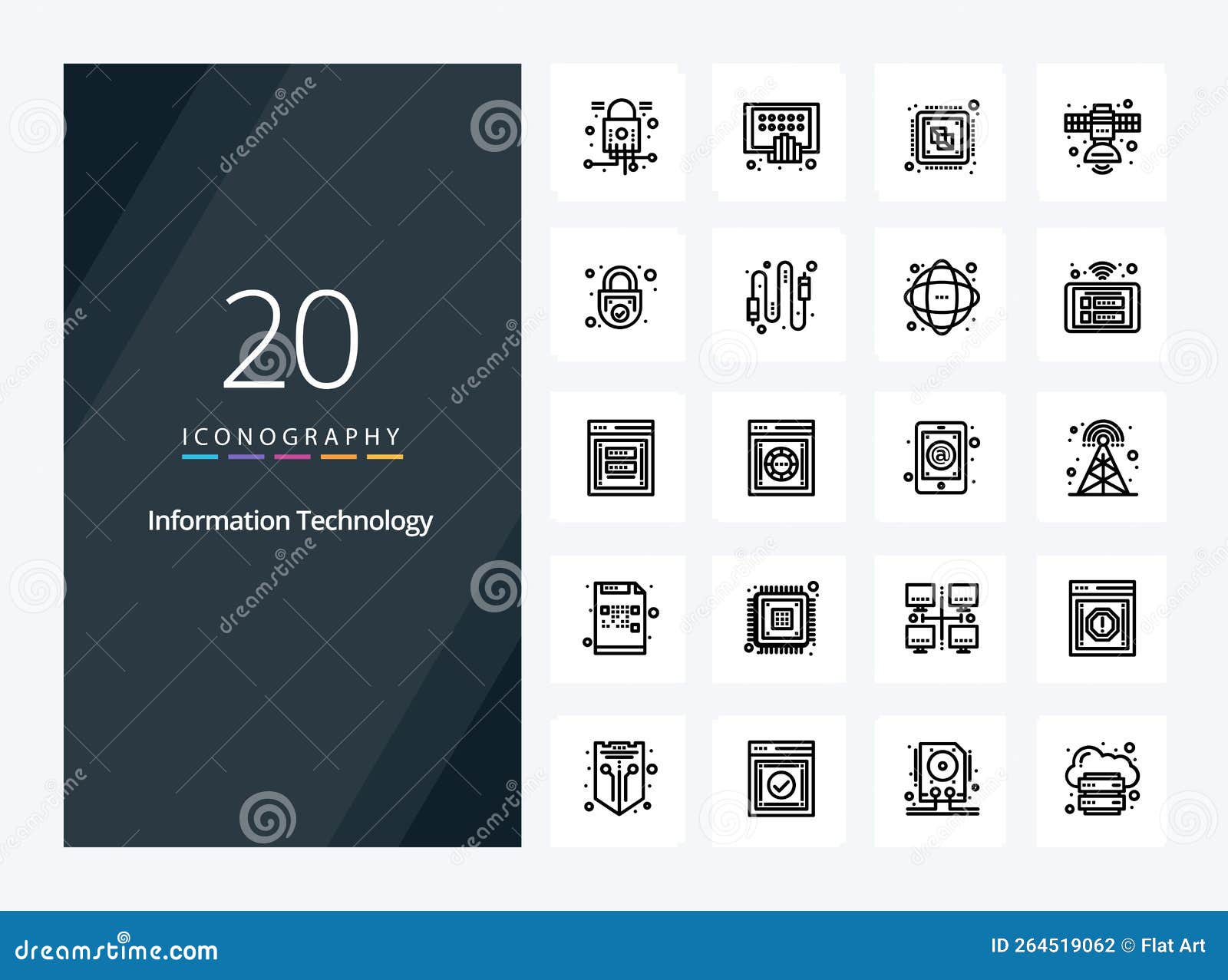 20 Information Technology Outline Icon for Presentation Stock Vector ...