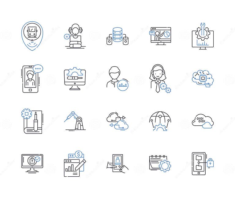 Information Technology Line Icons Collection. Digitalization ...