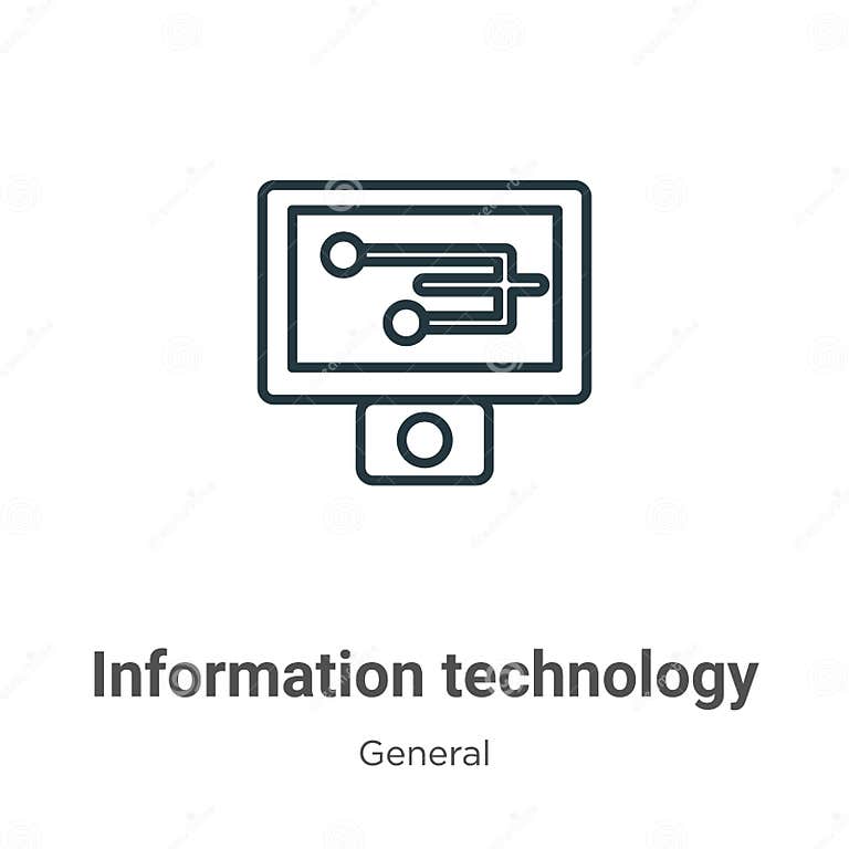 Information Technology Outline Vector Icon. Thin Line Black Information ...