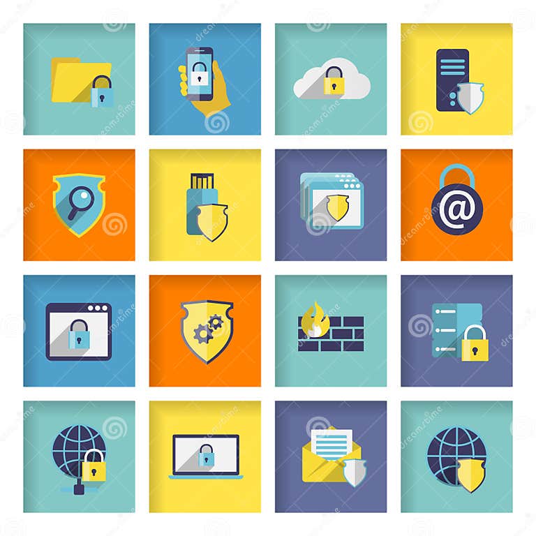 Information Technology Security Icons Set Stock Vector - Illustration ...
