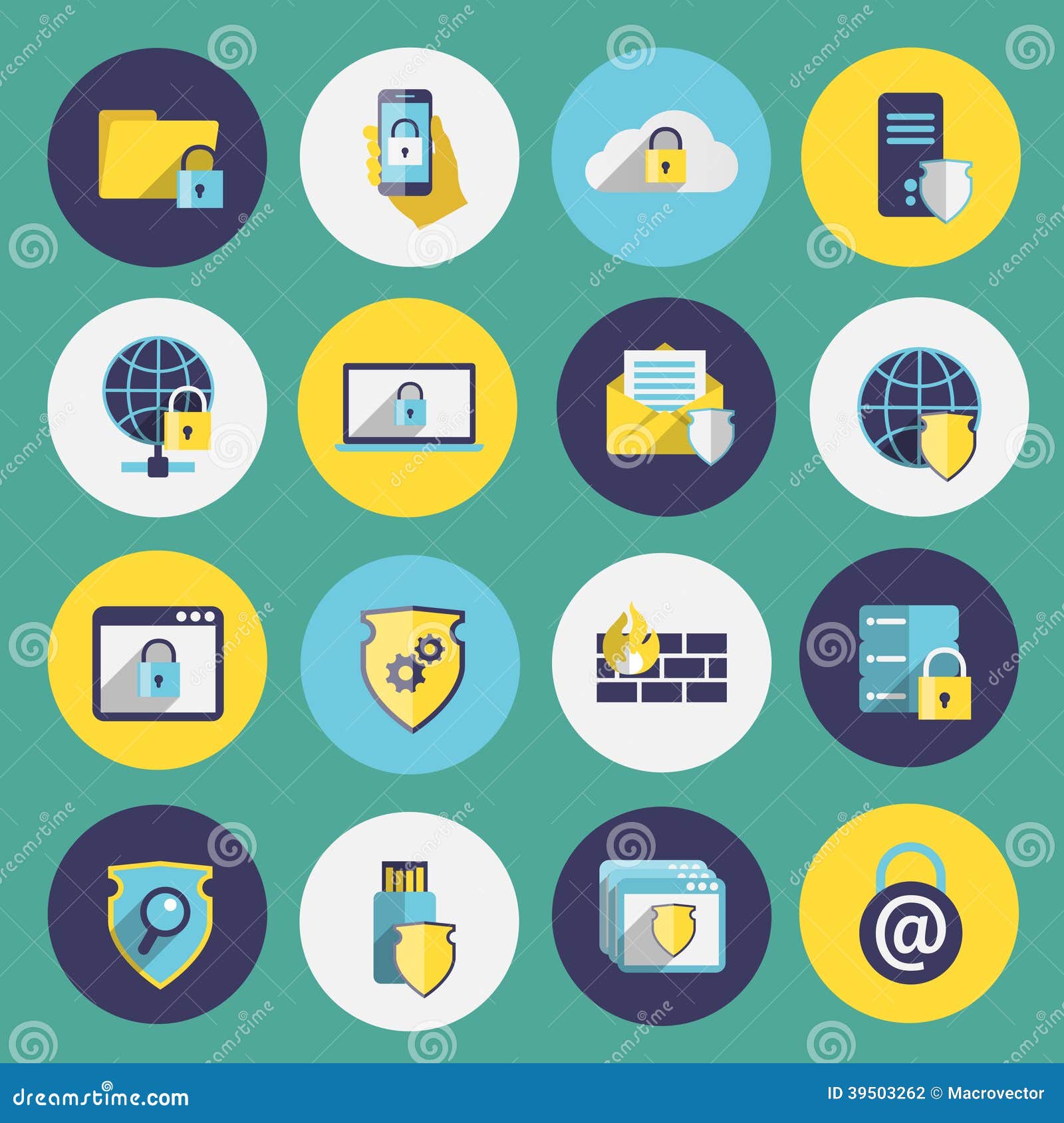 Information Technology Security Icons Set Stock Vector - Illustration ...