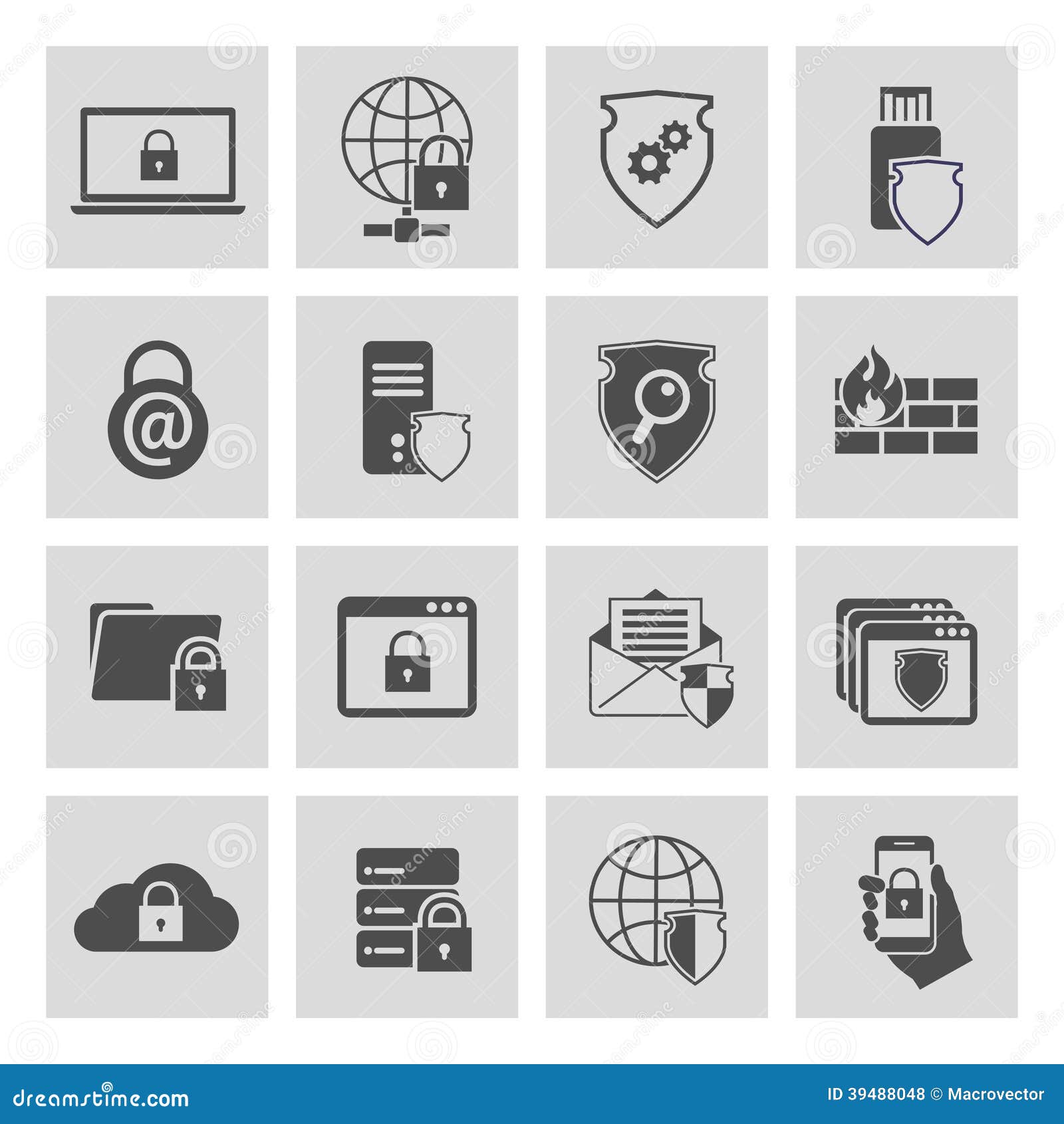 Information Technology Security Icons Set Stock Vector - Illustration ...