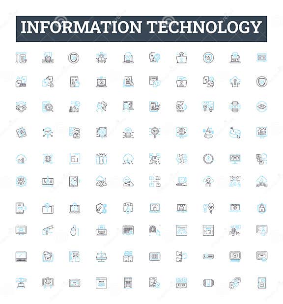 Information Technology Vector Line Icons Set. it, Computers, Software, Networking, Data ...