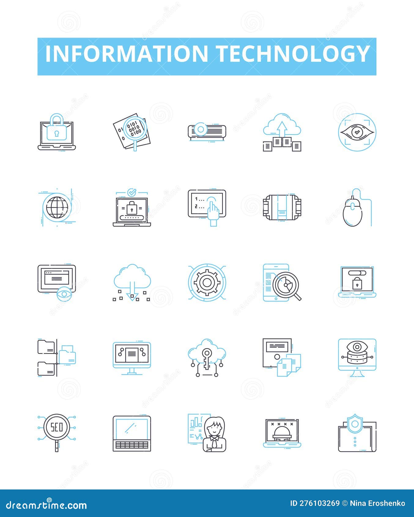 Information Technology Vector Line Icons Set. it, Computers, Software ...