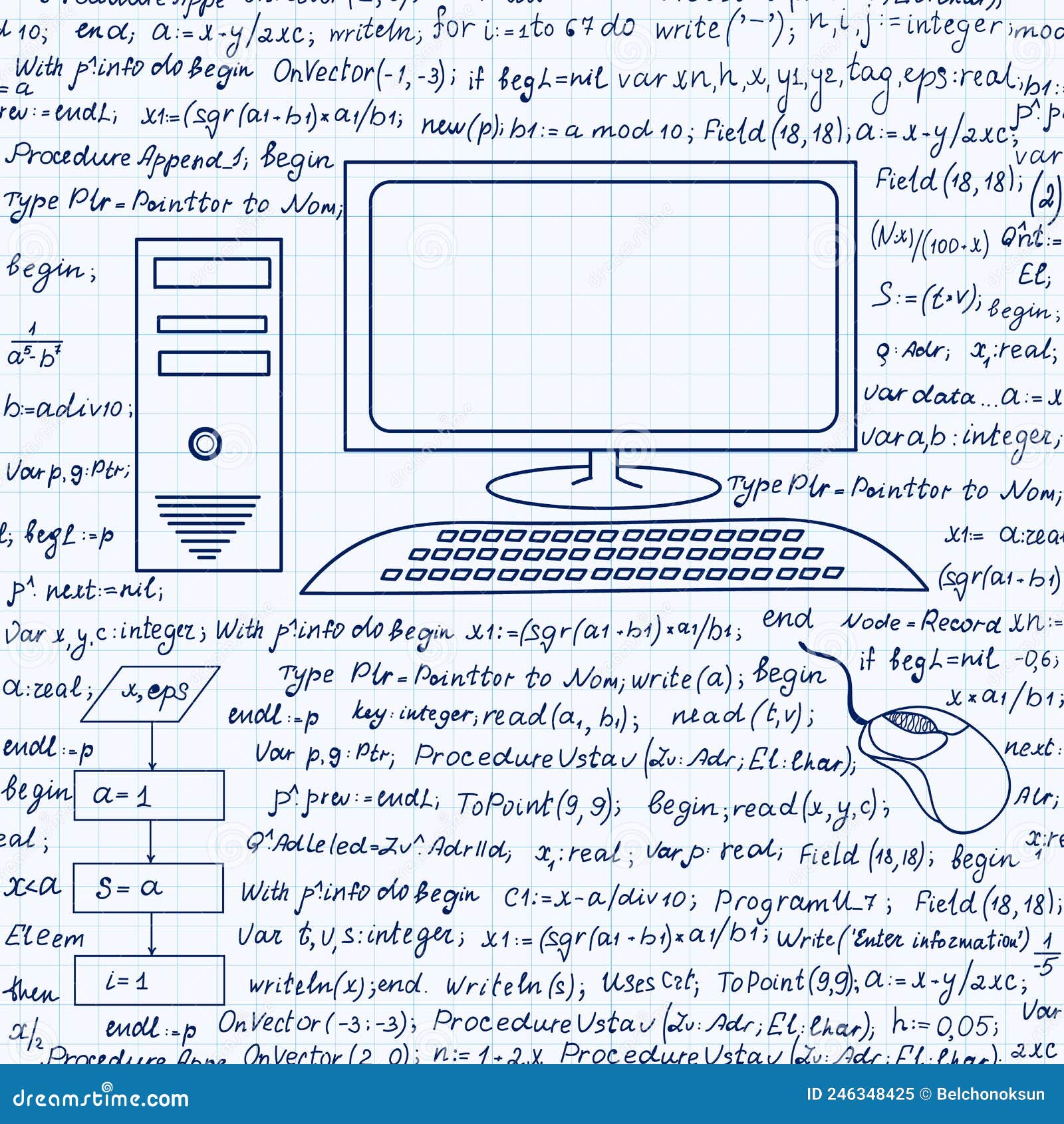Information Technology Vector Seamless Pattern with Programming Code ...