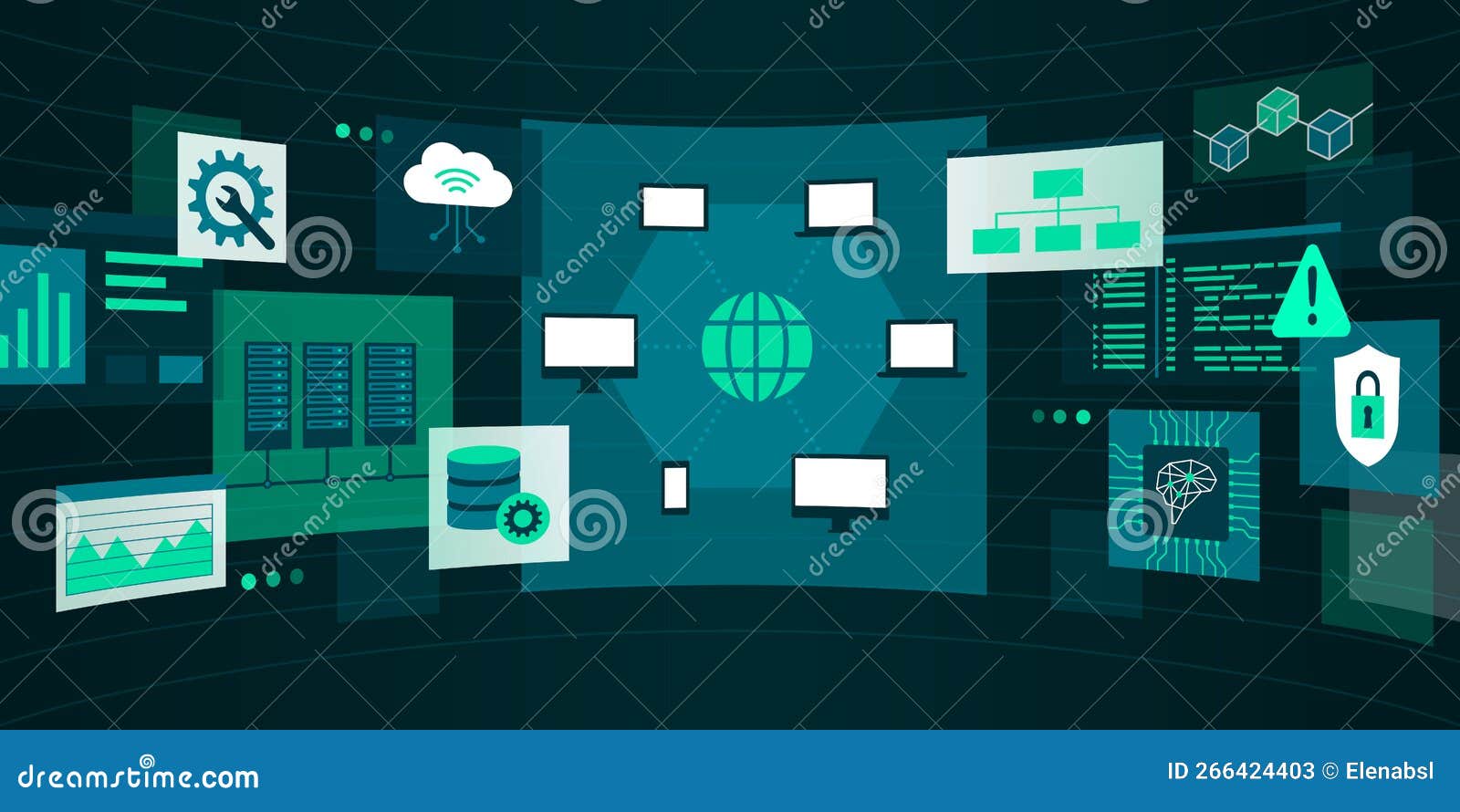 Information Technology and Virtual Reality Stock Illustration ...