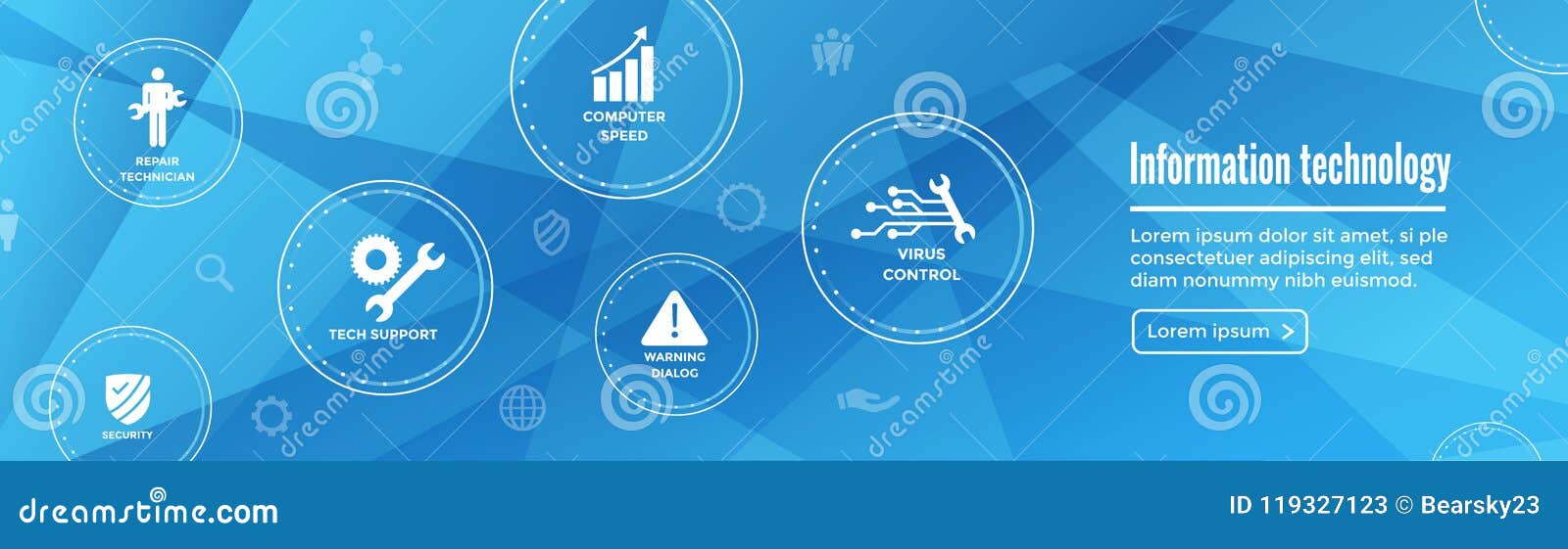 Information Technology Web Header Banner with Wrench, Repairman ...