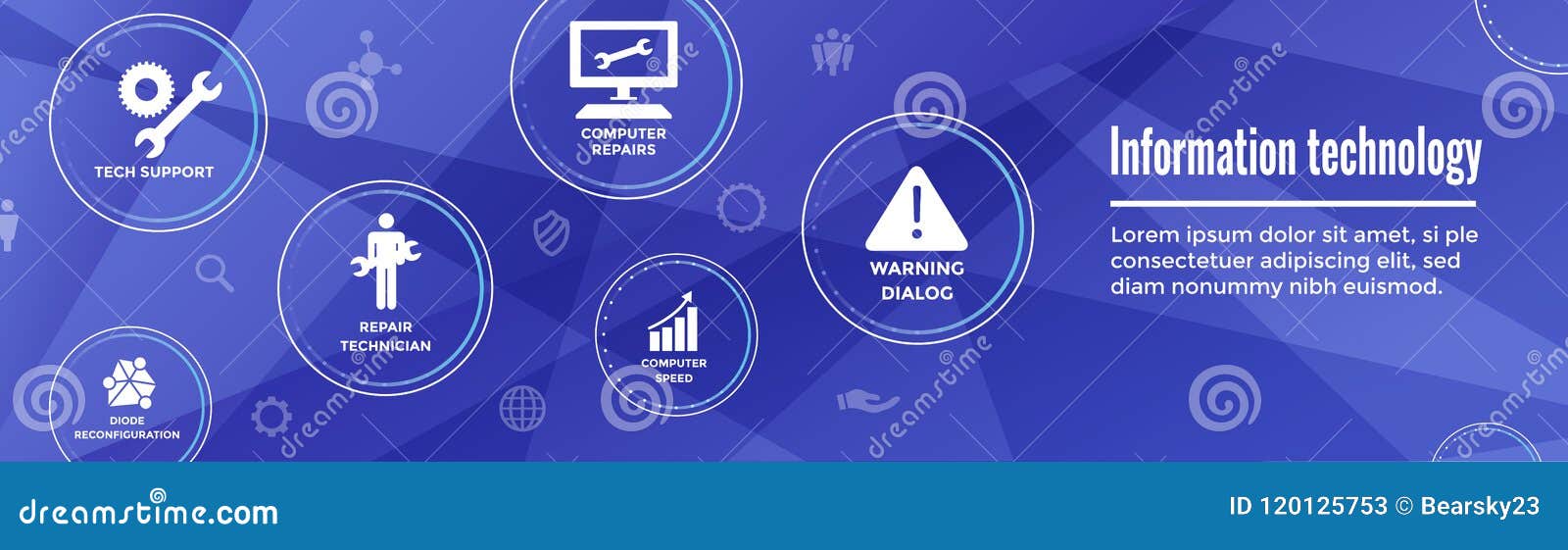 Information Technology Web Header Banner with Wrench, Repairman ...