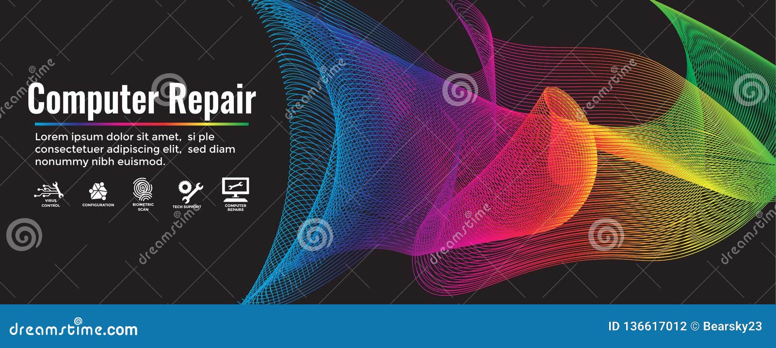 Information Technology Web Header Banner with Wrench, Computer ...