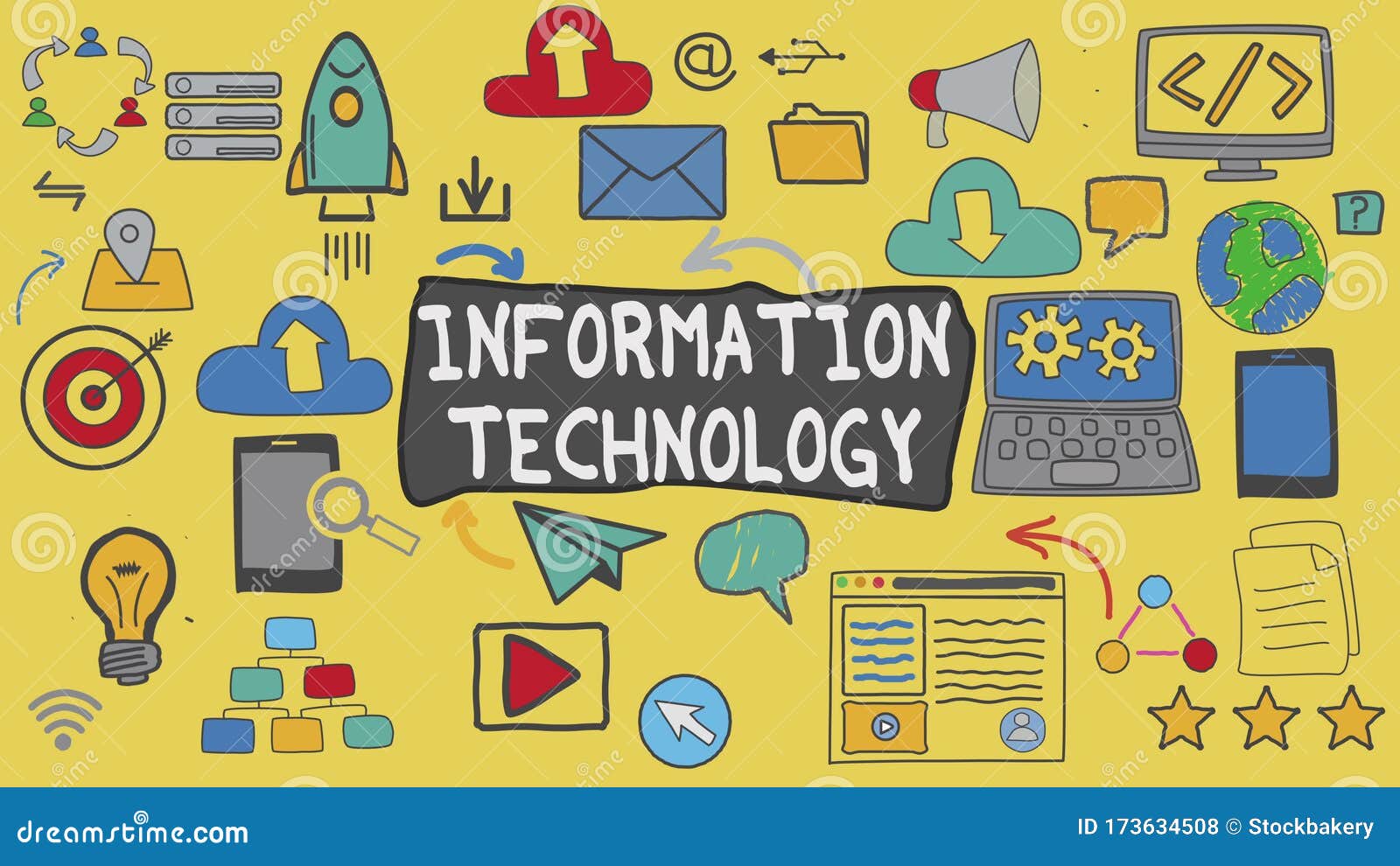 Information Technology, Yellow Illustration Graphic Technology Concept ...