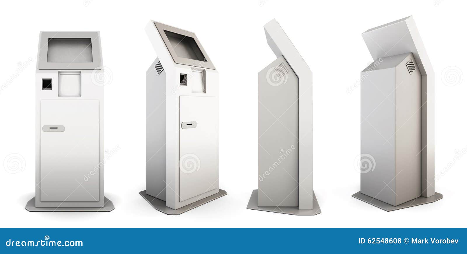 Information Terminal from Different Angles on White Bac Stock ...