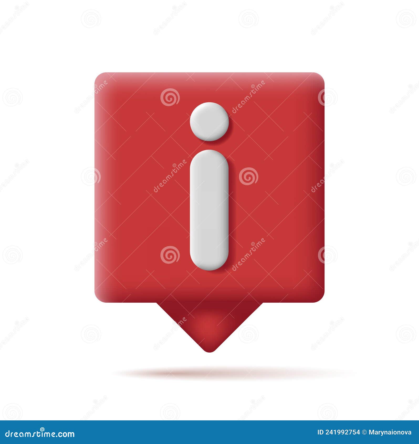 Information Tooltip Icon, Red 3d Soft Render Shape with Pointer and I ...
