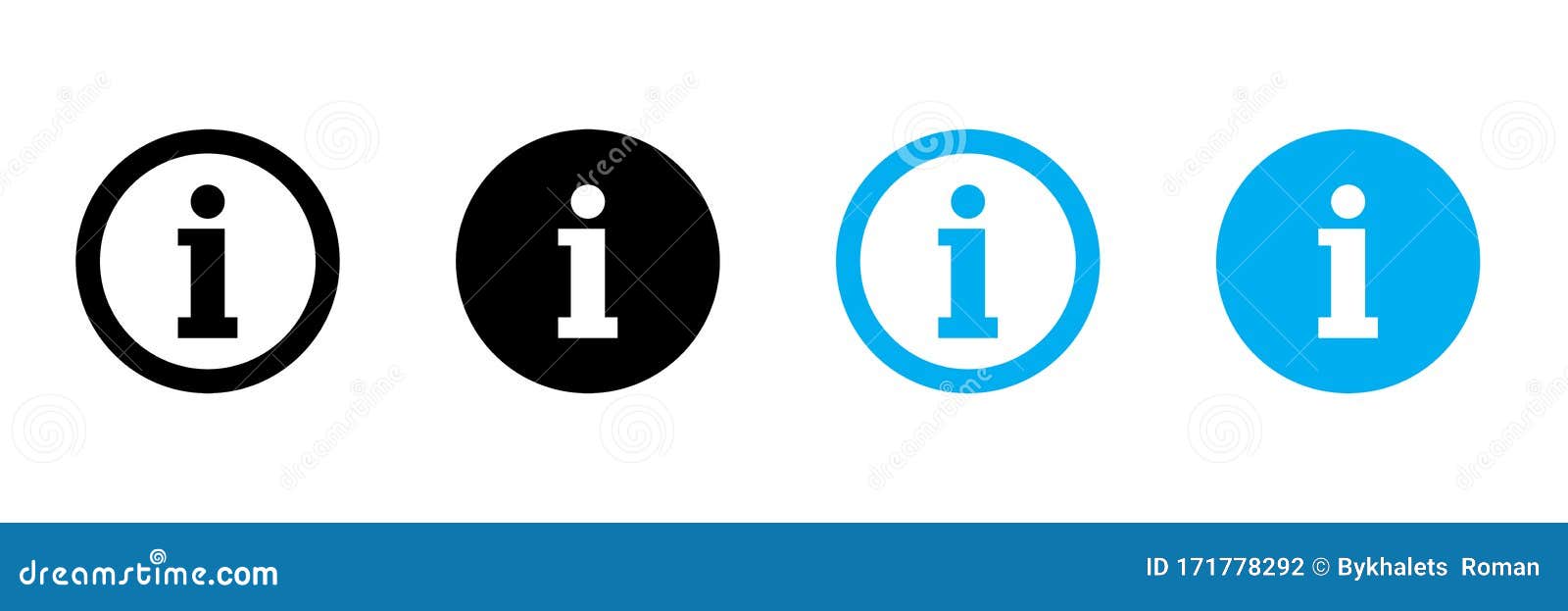 Information Vector Icons Isolated on White Background. Black and Blue ...