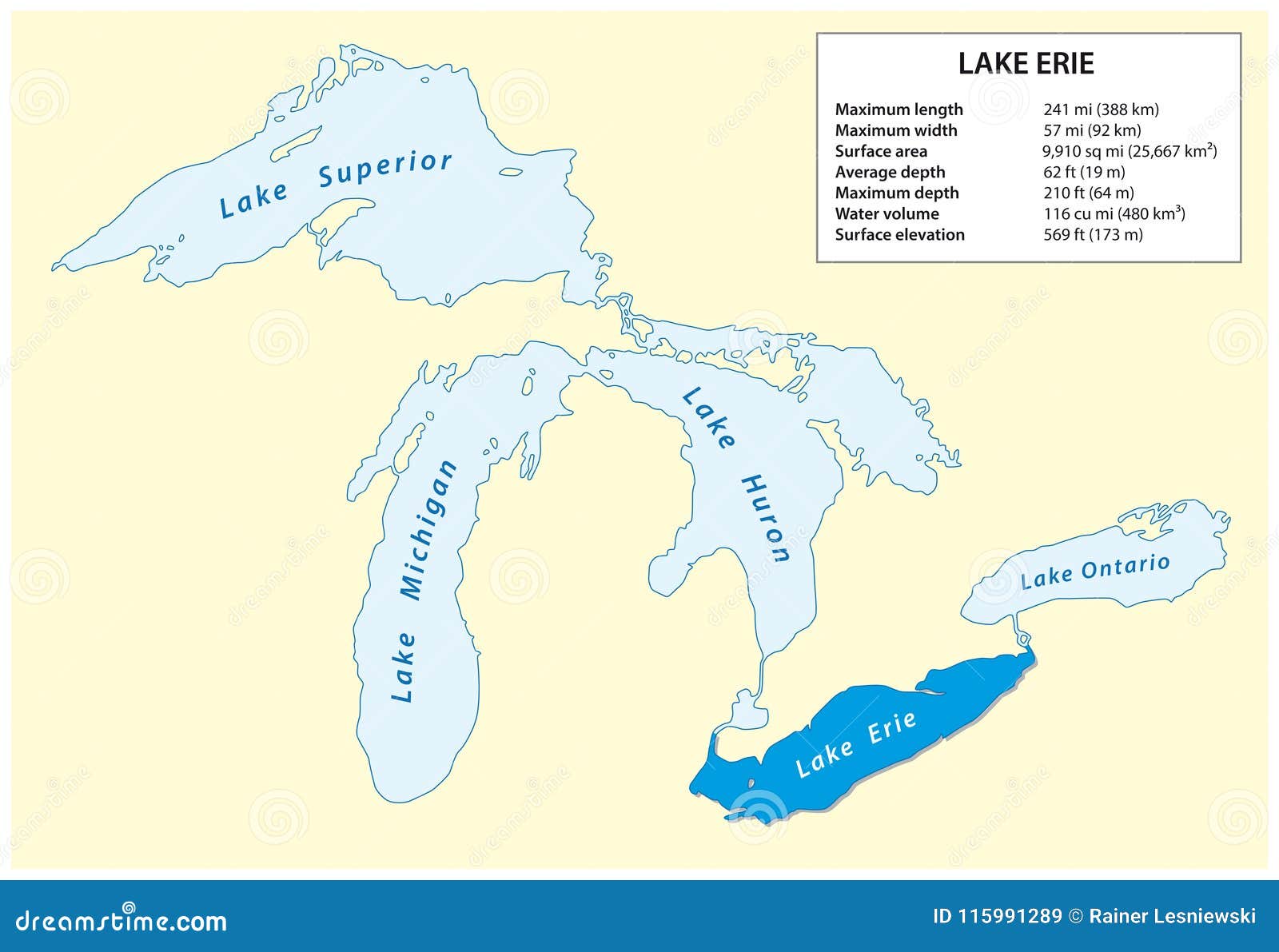 Lake Erie Vector Map Pencil Sketch. Lake Erie Outline Map With Pencil ...