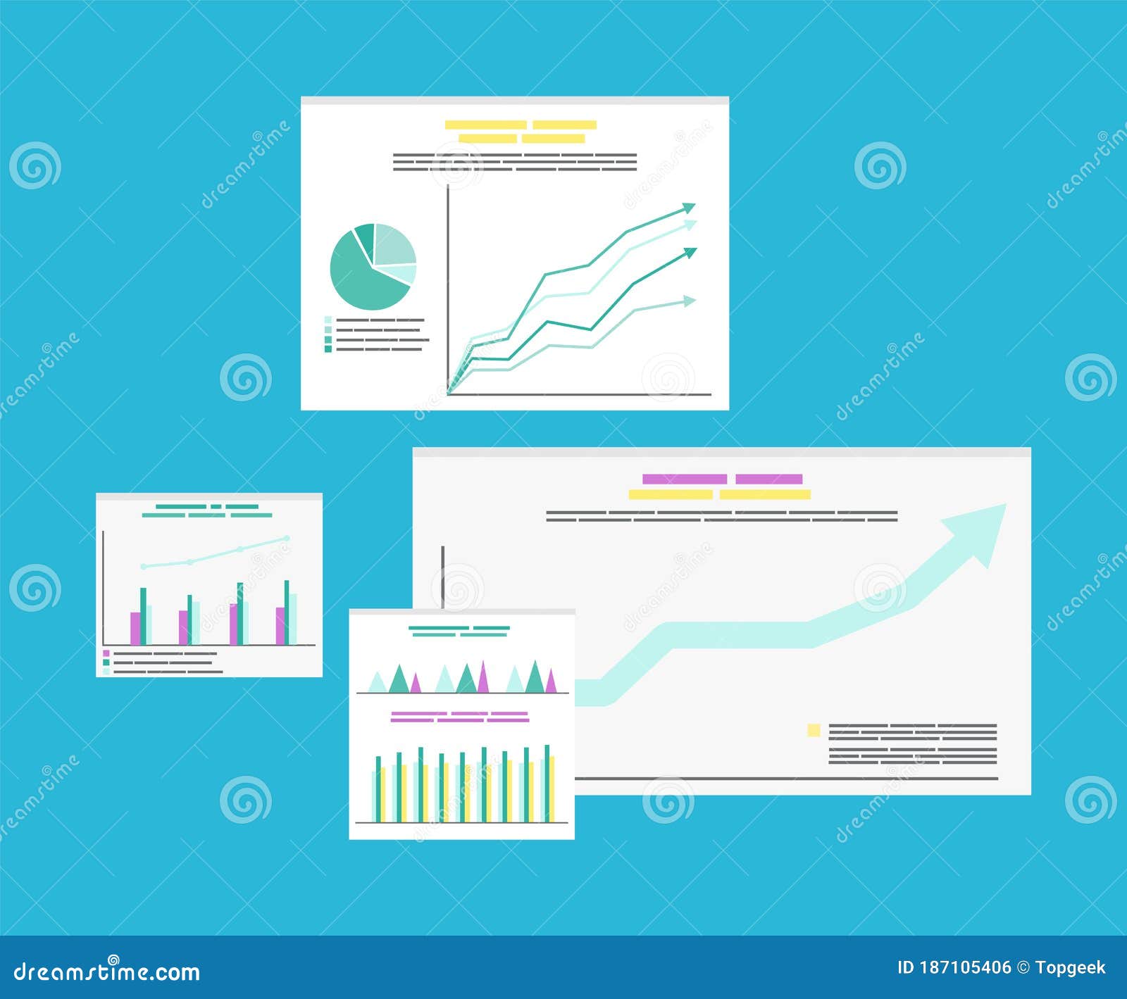 Infographics And Infocharts Whiteboard With Charts Vector Illustration ...