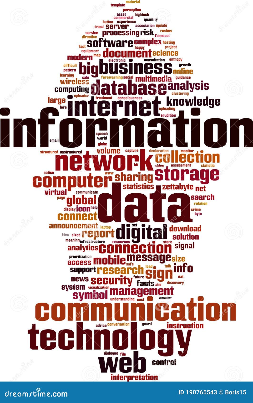 Information Age Word Cloud In Shape Of World Map, Concept Background ...