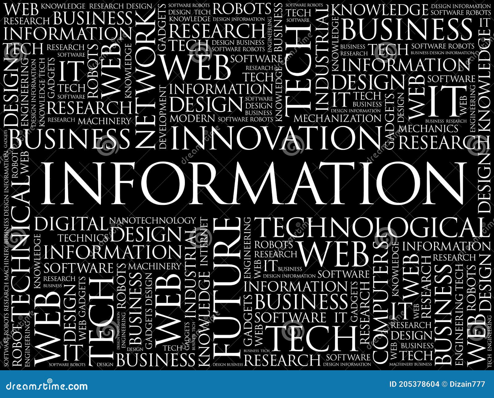 Information word cloud stock illustration. Illustration of data - 205378604
