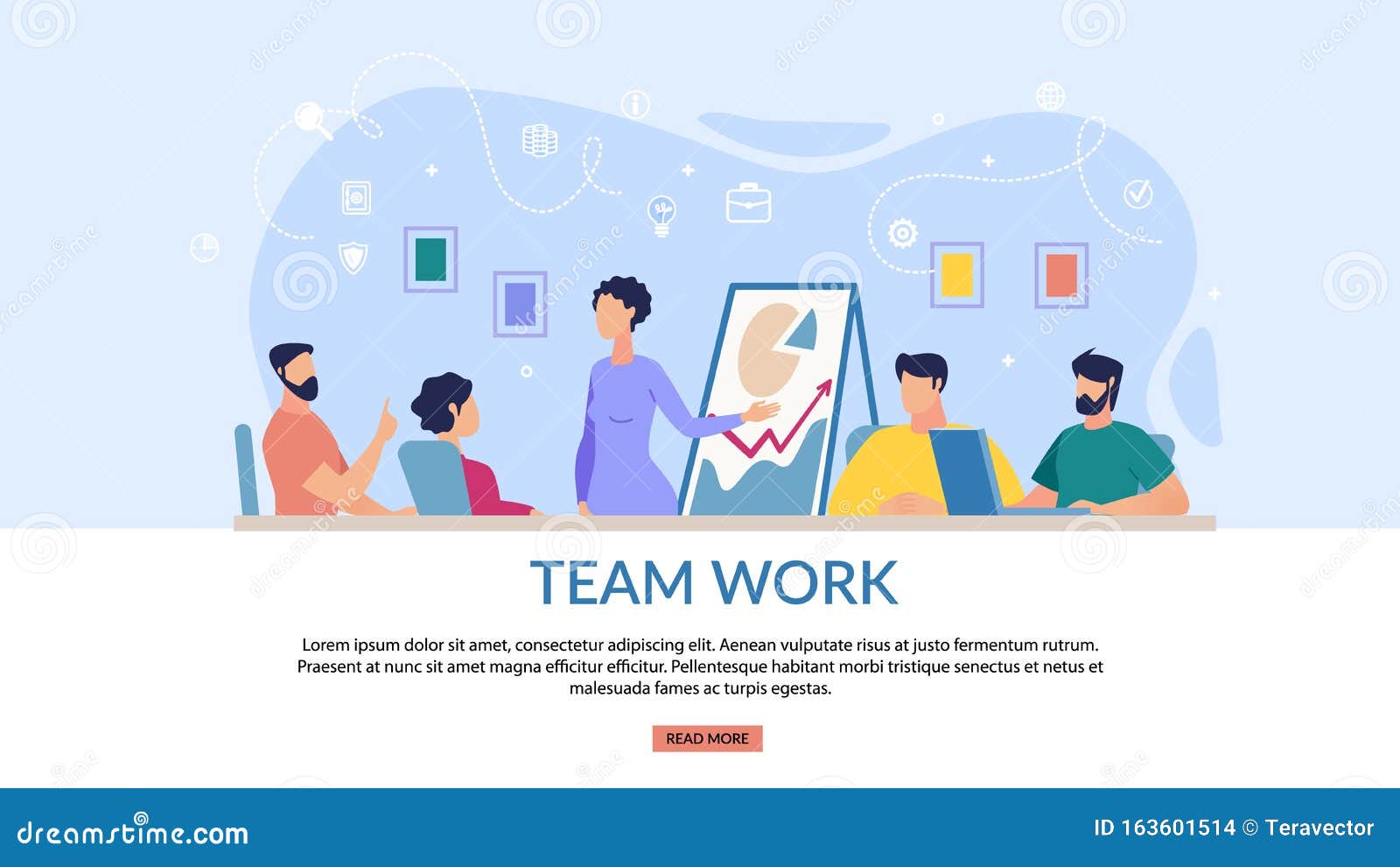 Informational Banner Team Work Lettering Flat. Stock Vector ...