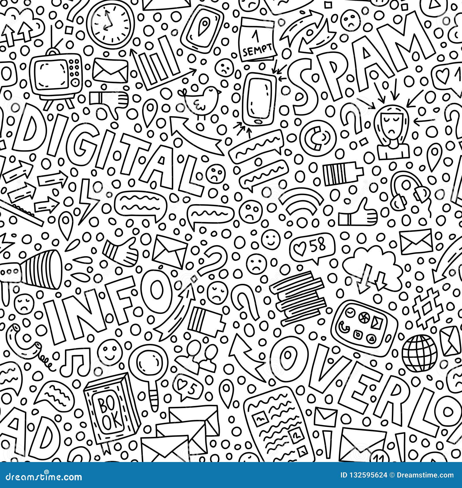 Informational Overload Seamless Pattern Stock Vector - Illustration of ...