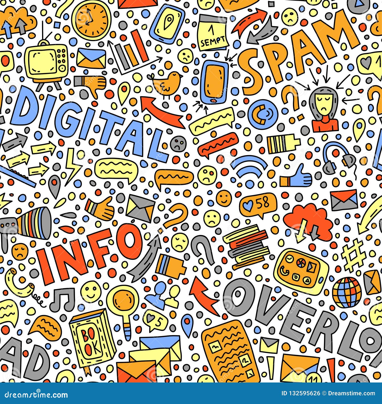 Informational Overload Seamless Pattern Stock Vector - Illustration of ...