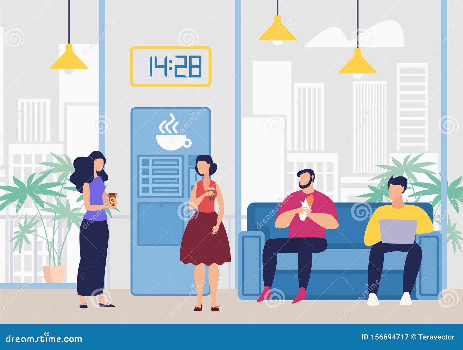 Informational Poster Lunch Break at Work Flat. Stock Vector ...