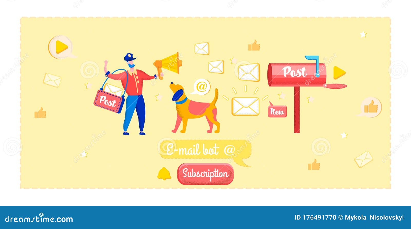 Informational Poster Post E-mail Boot Subscription Stock Vector ...