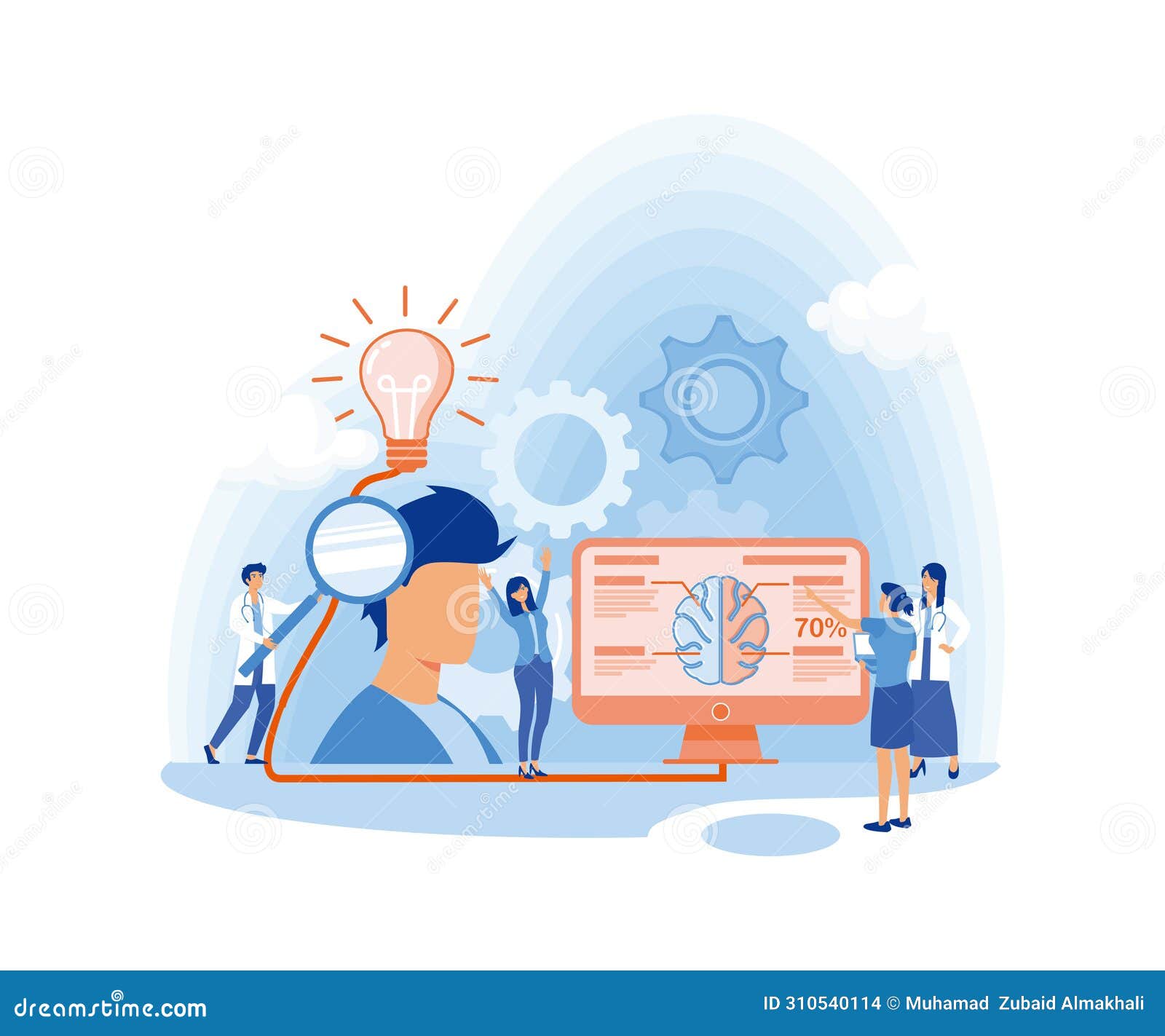 Informational Poster Team Work on Realization Idea. Flat Banner Study ...