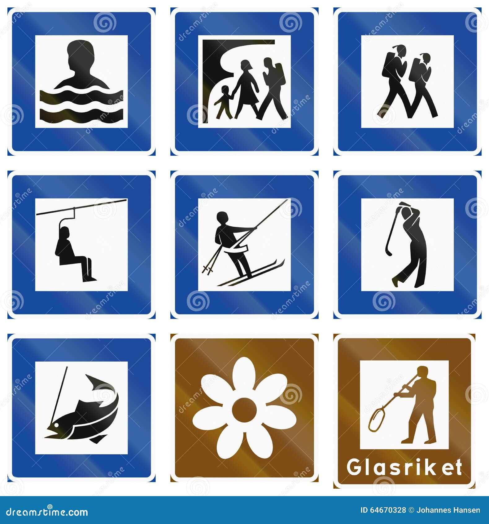 Informational Road Blue Symbols Set. Vector Illustration Isolated On ... Informational Road Blue Symbols Set. Vector Illustration Isolated On ...