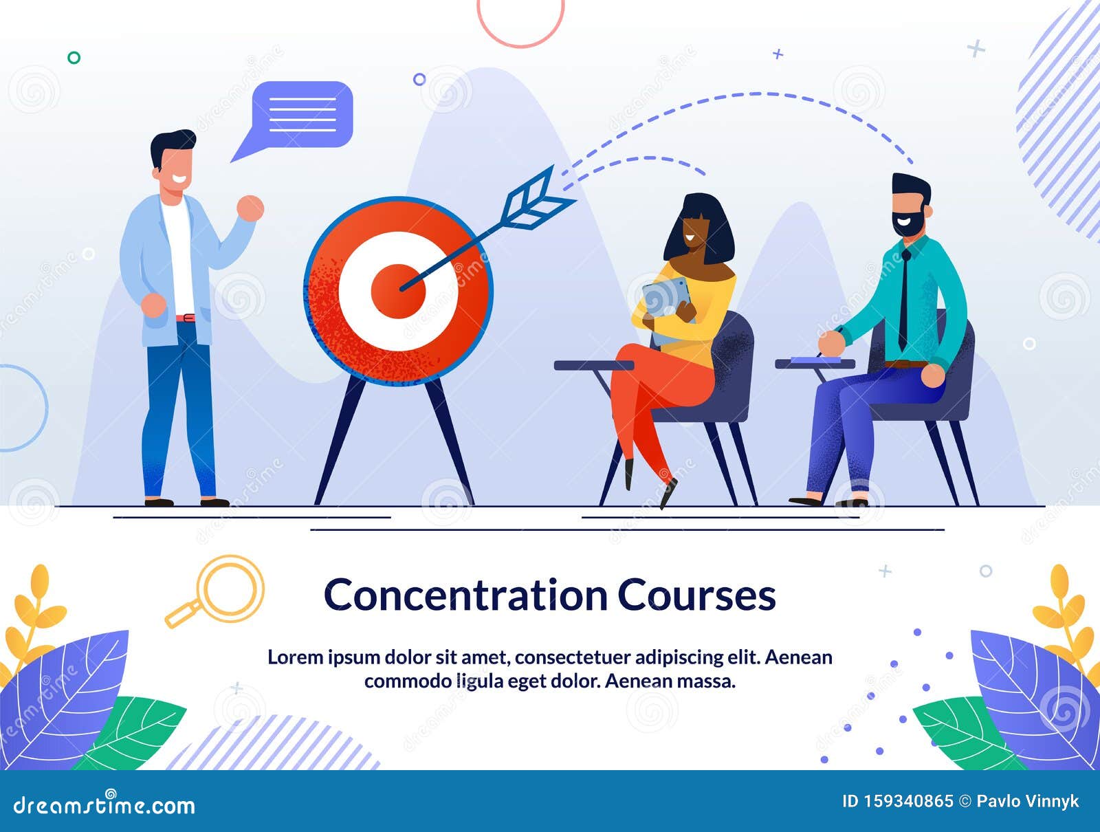 Informative Flyer Written Concentration Courses. Stock Vector ...