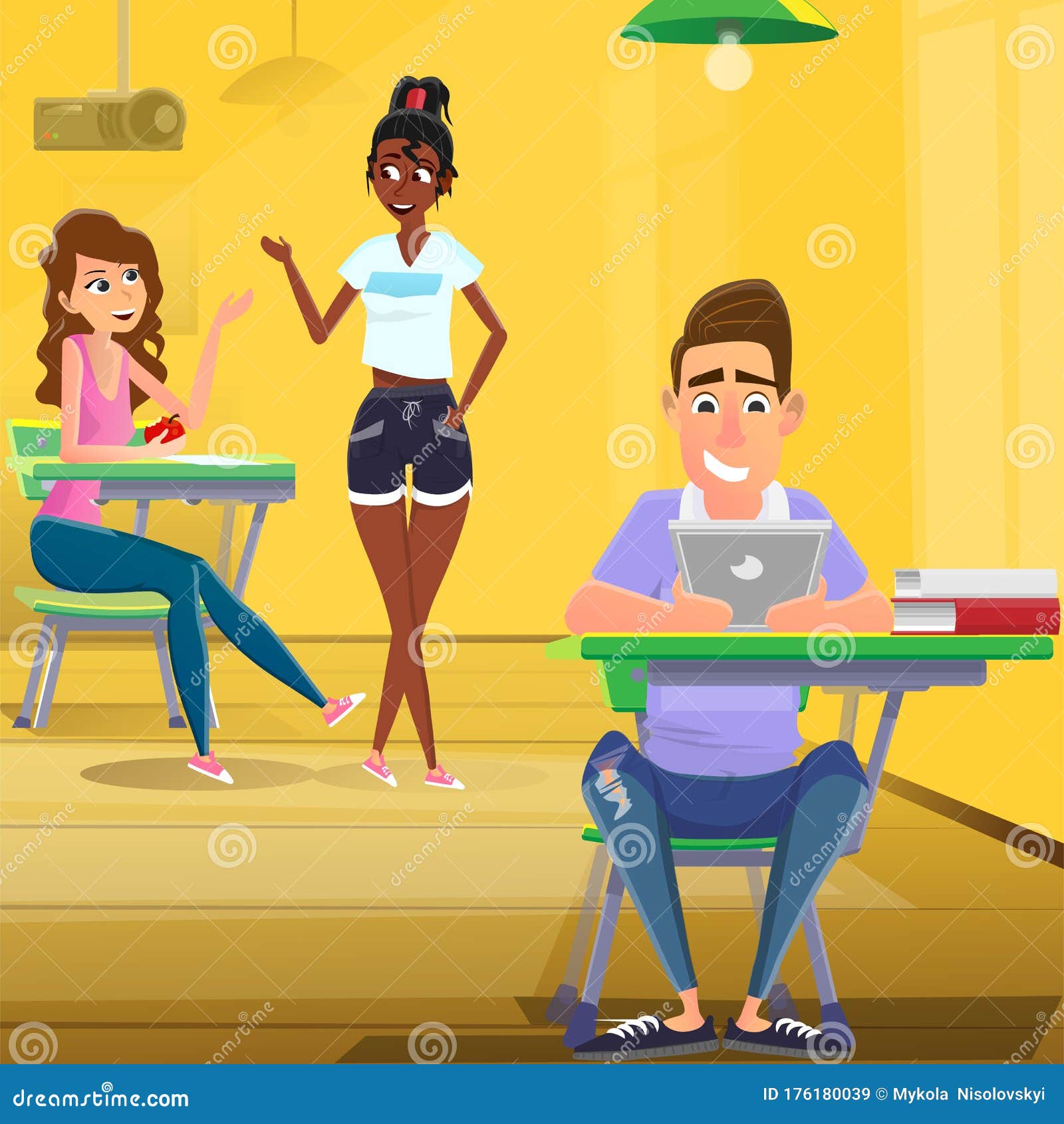 Informative Poster Student Relax in Classrom. Stock Vector ...