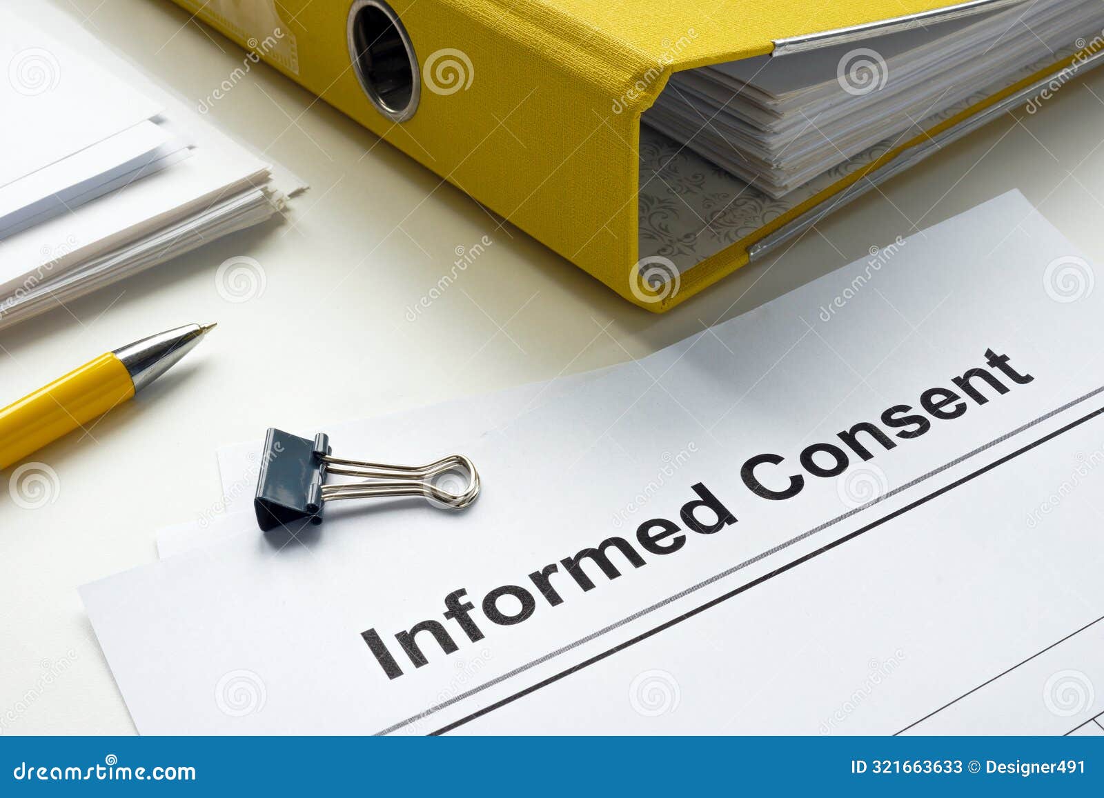 Informed Consent Documents and Yellow Folder. Stock Image - Image of ...