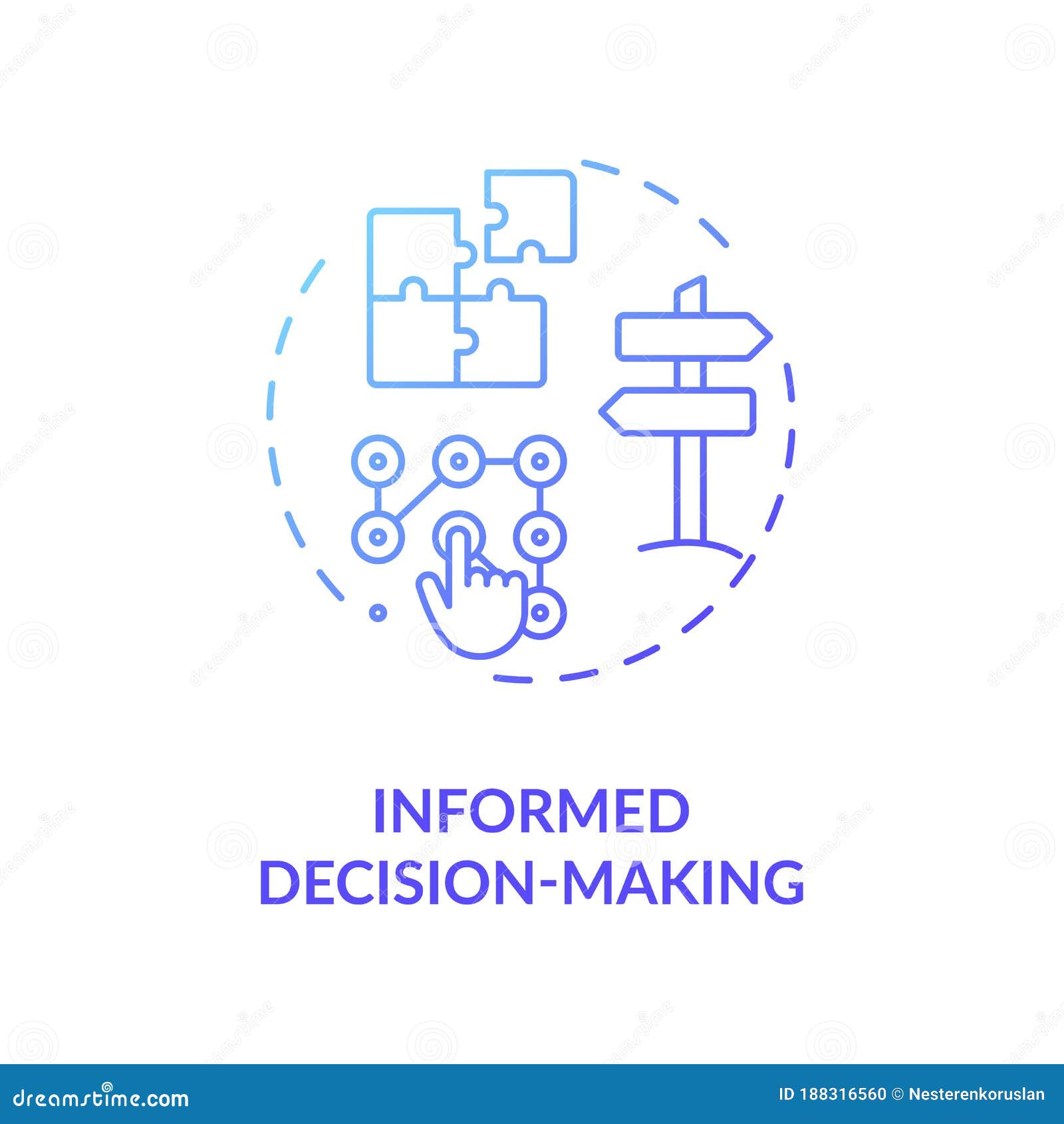 Informed Decision Making Blue Gradient Concept Icon Stock Vector ...